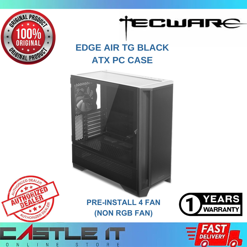 Tecware EDGE AIR TG BLACK ATX PC Casing Chassis Case Non Led No Light (TWCA-EDAIR-BK) | Shopee ...