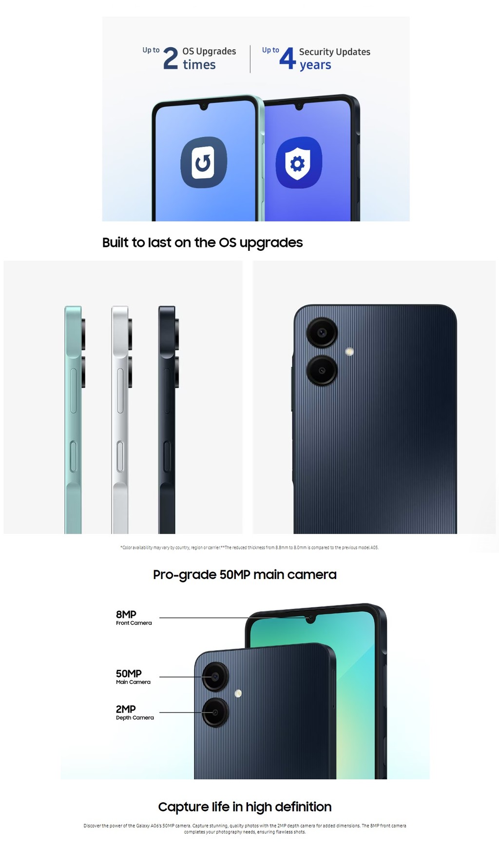 Samsung Galaxy A06 (A065) (Light Green/ Black/ Light Blue) (4GB RAM ...
