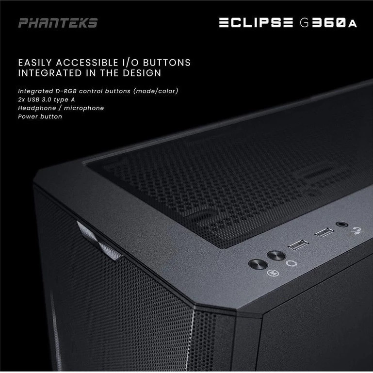 PHANTEKS ECLIPSE G360A MID TOWER DRGB TG CASE - MATTE WHITE / SATIN BLACK | Shopee Malaysia