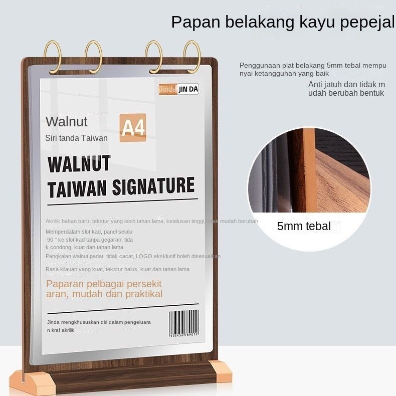 Kayu walnut dua muka pvc membalik halaman kad meja daun longgar jenama ...
