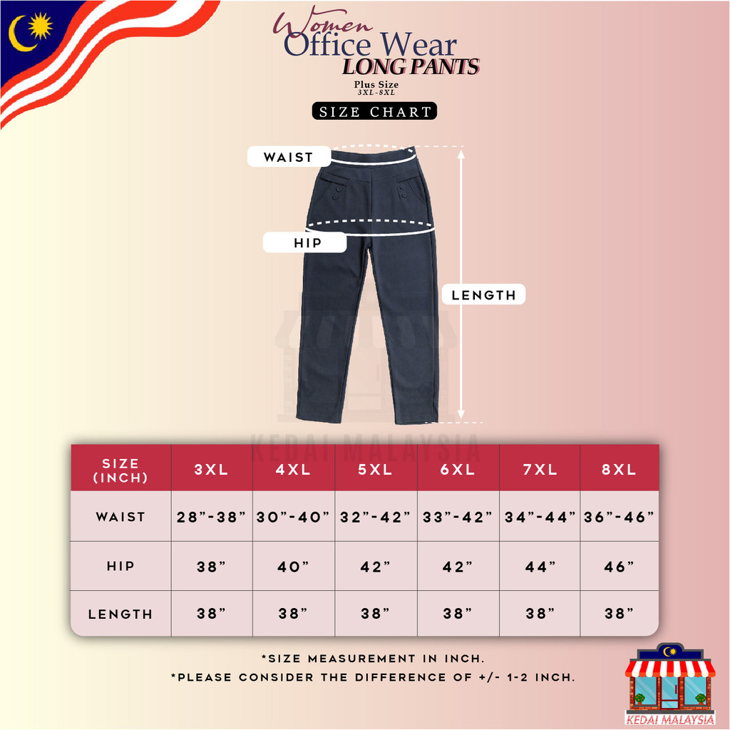 Bambo Slack Pant/ Ladies Plus Size Stretchable Long Pants/ Women Office Wear/ Seluar Panjang ...