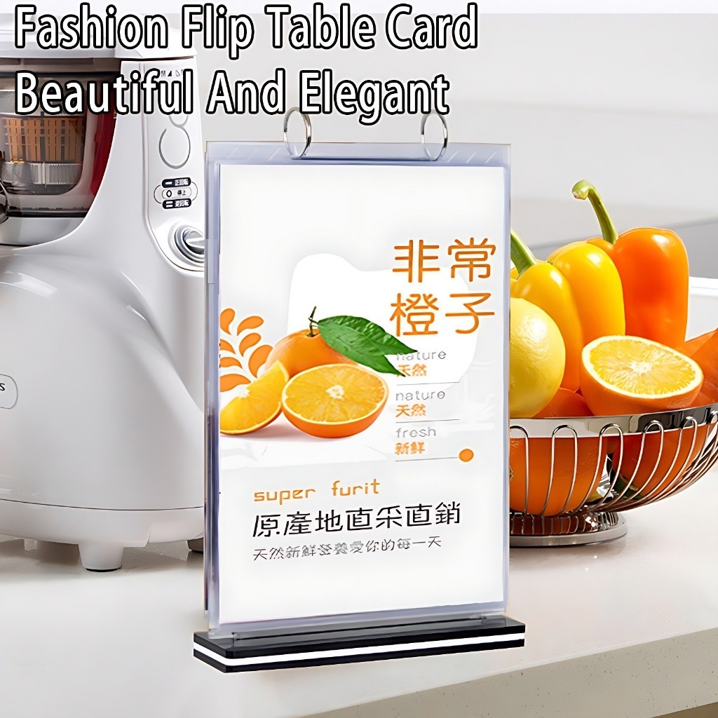 A5 A6 Paper Table Menu Stand with 6 Sleeves Flip Menu Display Stand ...