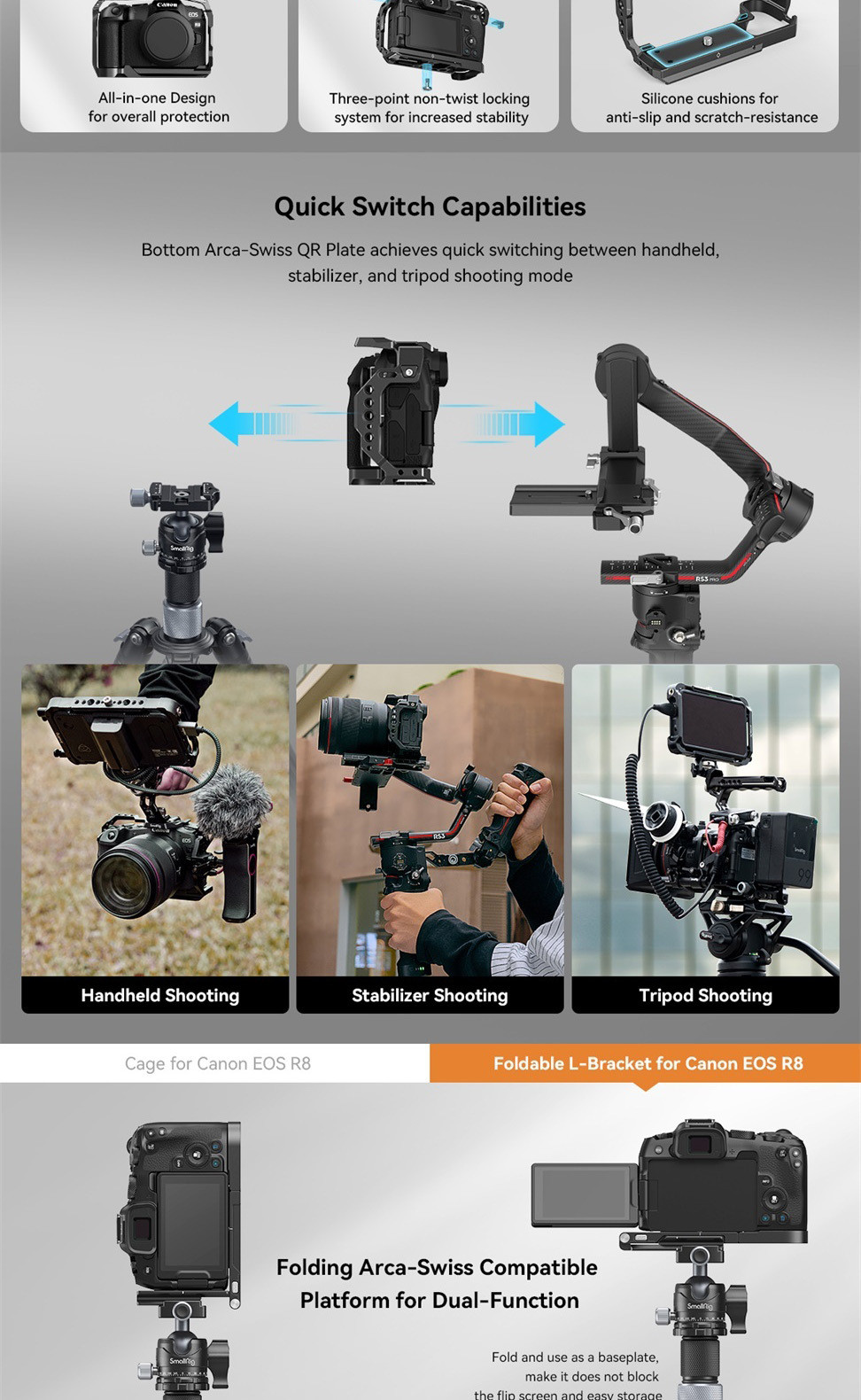 SmallRig Canon EOS R8/R50 Accessories—Cage/L-Bracket/Vlogging Tripod ...