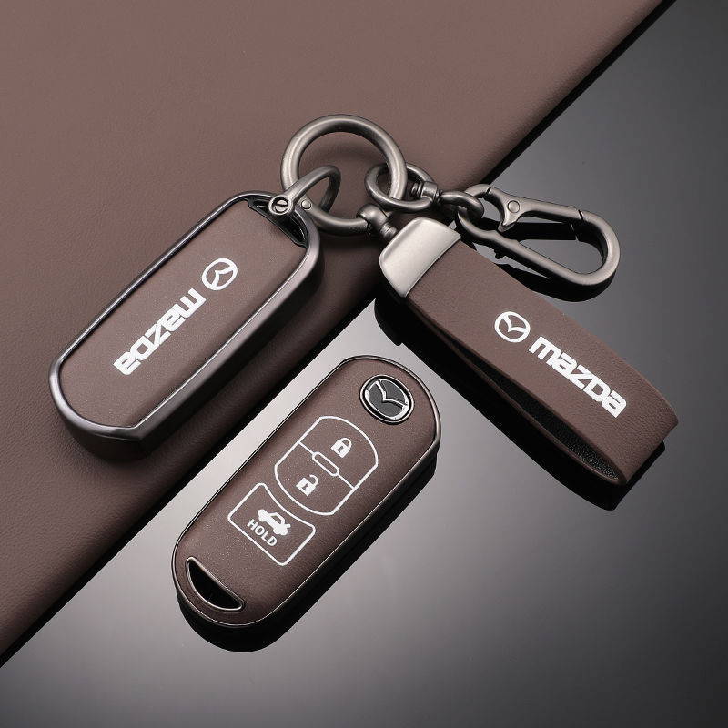 2 3 Buttons TPU + Leather Car Key Case Cover Shell For Mazda 2 3 6 ...