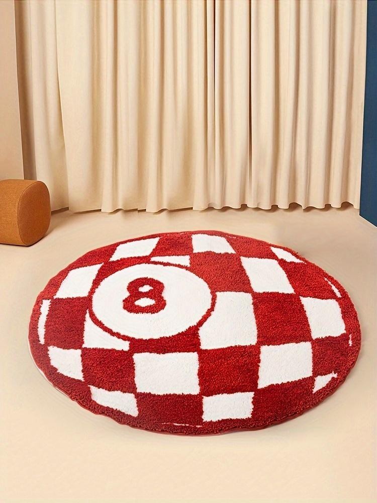 Black 8-Ball Billiards Design Area Rug - Soft, Non-Slip & Machine ...
