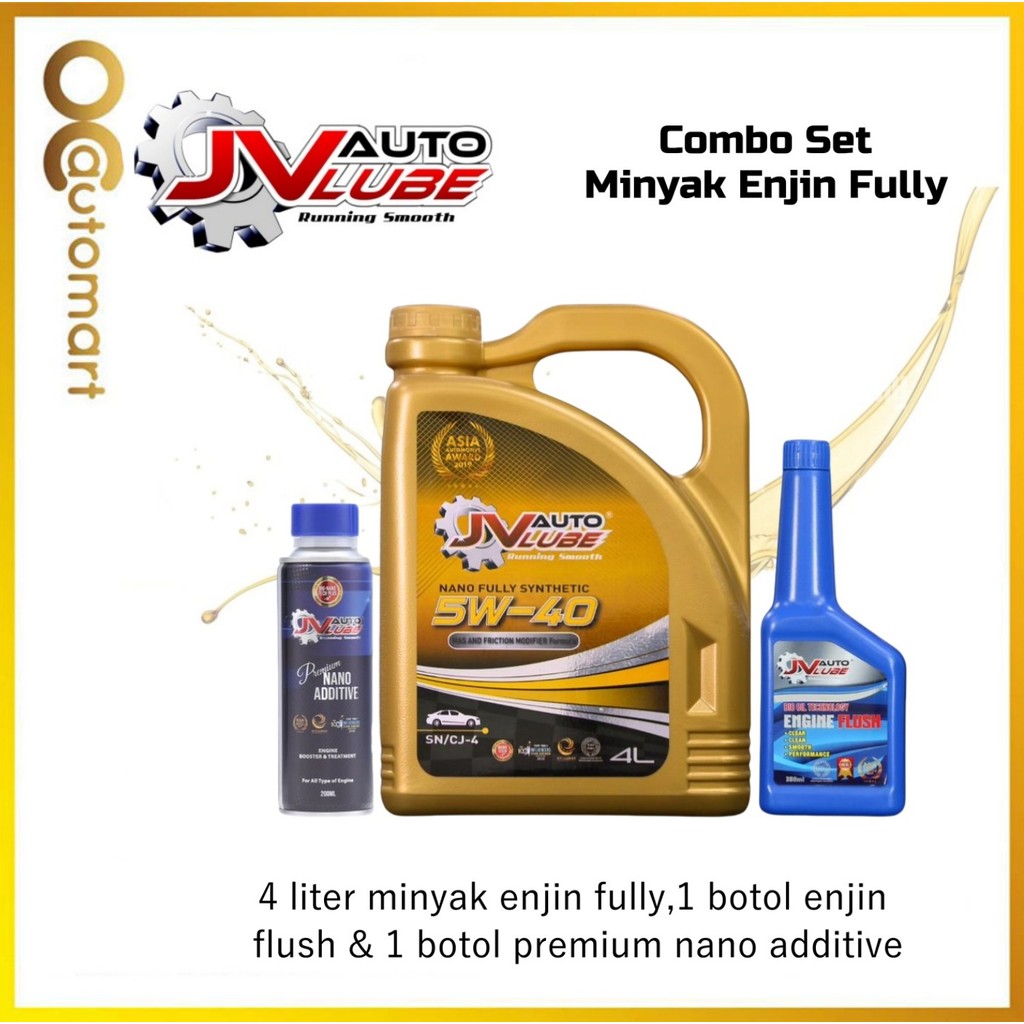 [Bundle Deal] JV Auto Lube Set 5W-40 Fully (4 Liter) + Engine Flush (1 ...