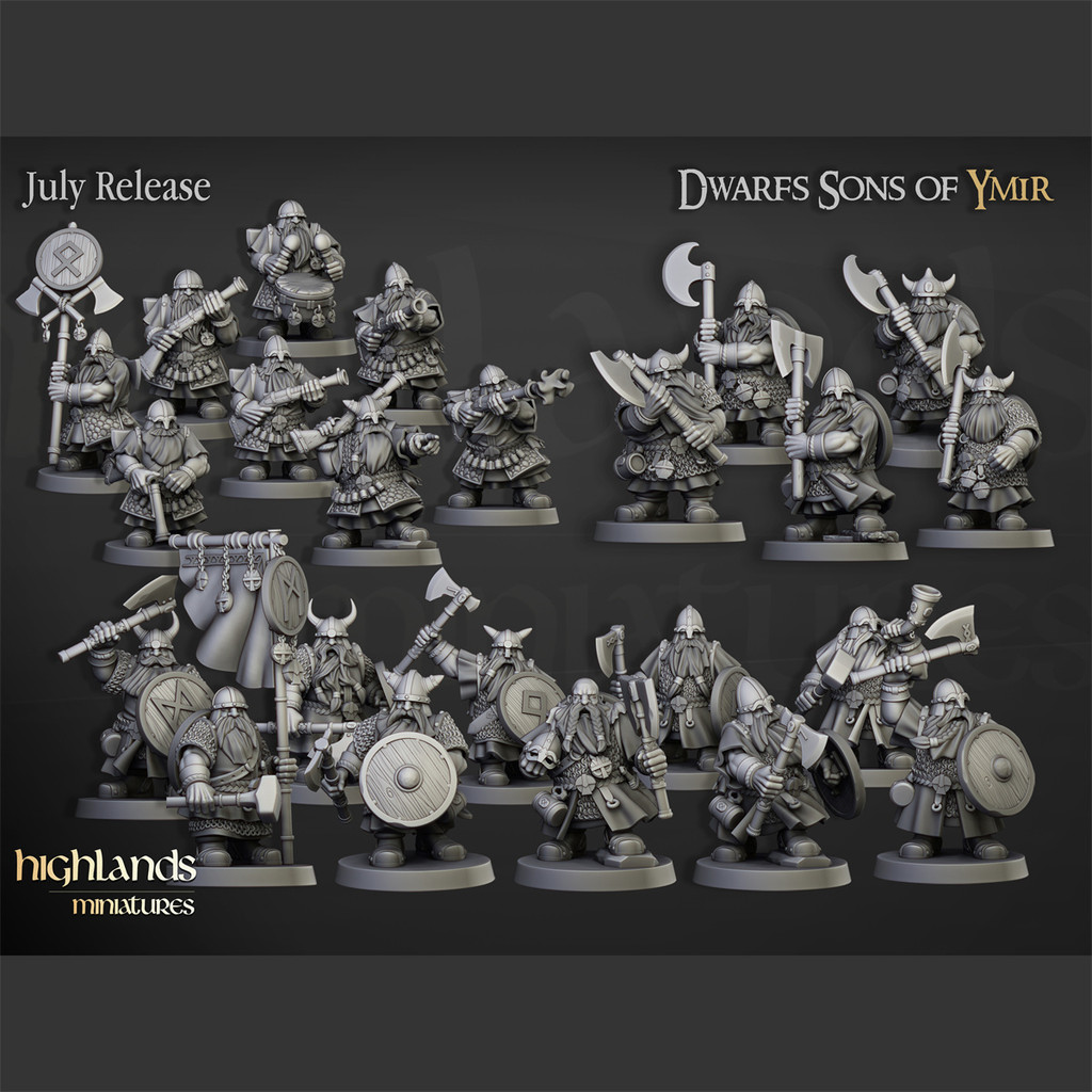 [Dwarf] Two-handed Axe Warrior Shield-Holding Infantry Captain Flag ...