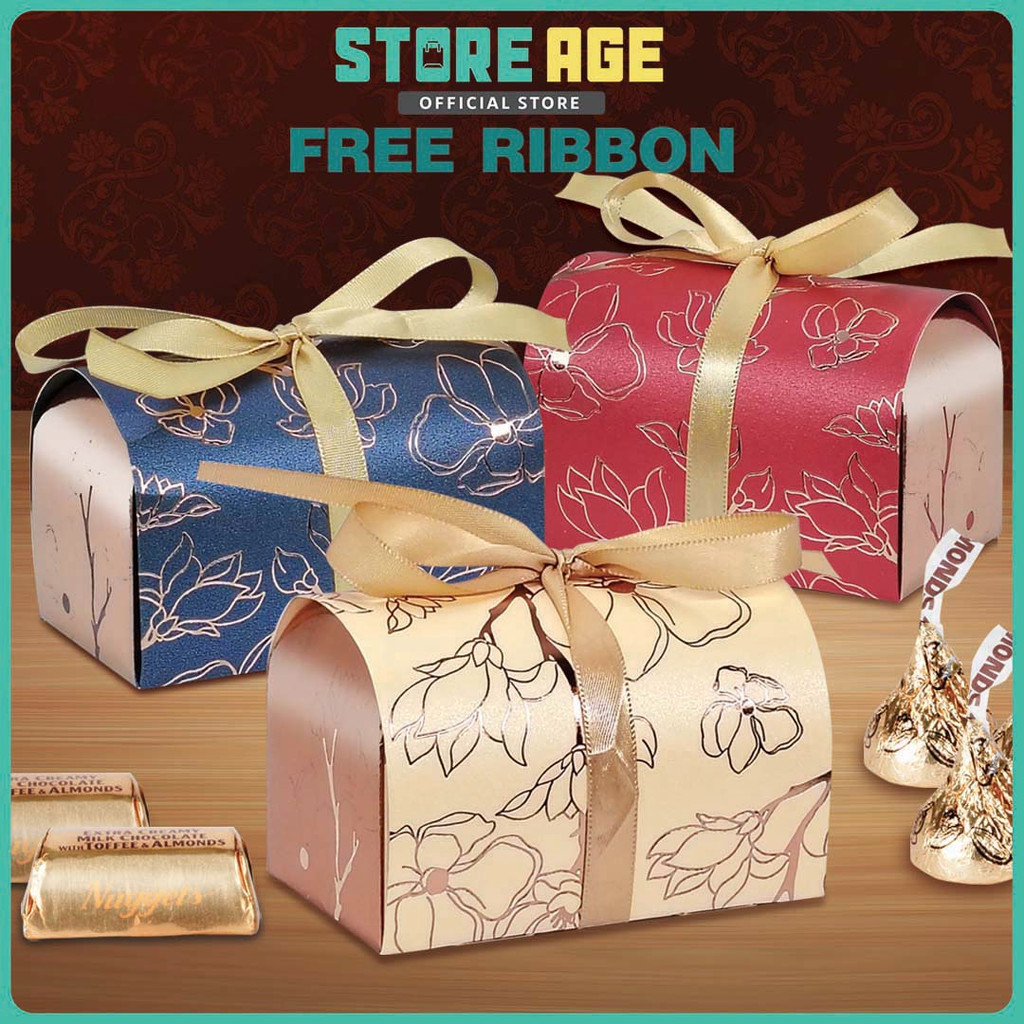 Store Age [50pcs] Candy Cylinder Gift Box | Gift Box with Ribbon ...