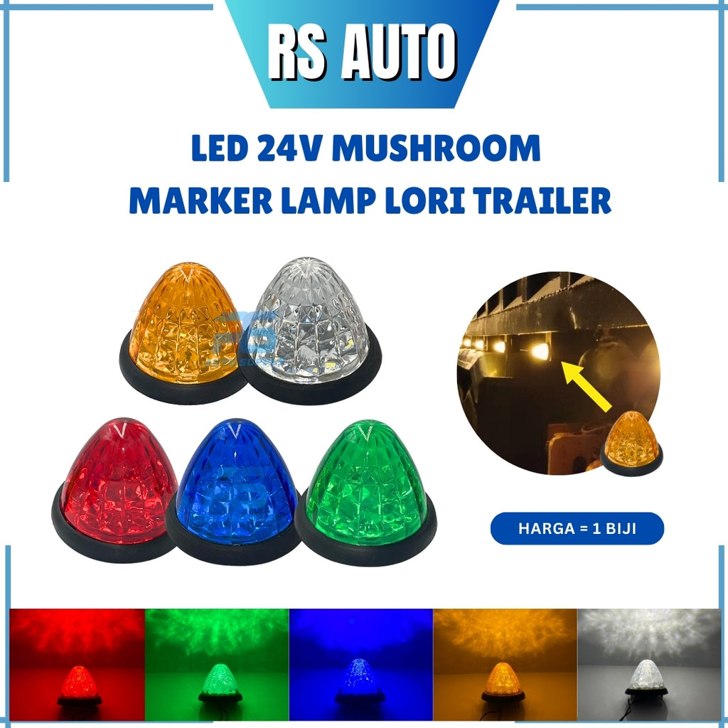 Sebiji Led 24V Mushroom Head Marker Small Lamp Lampu Kecil Lori Trailer ...