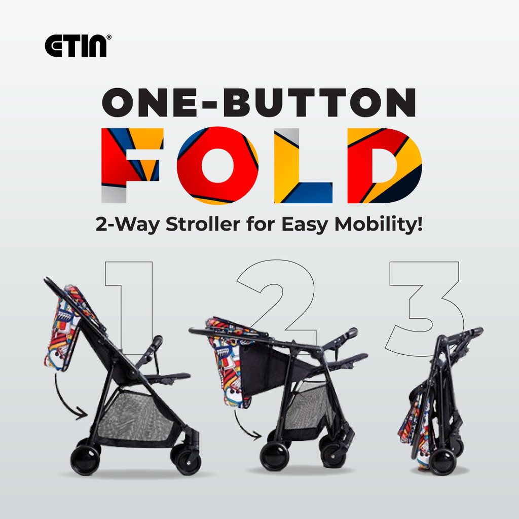 ETIN 2 Way Baby Stroller Foldable Lightweight Newborn Travel Trolley ...