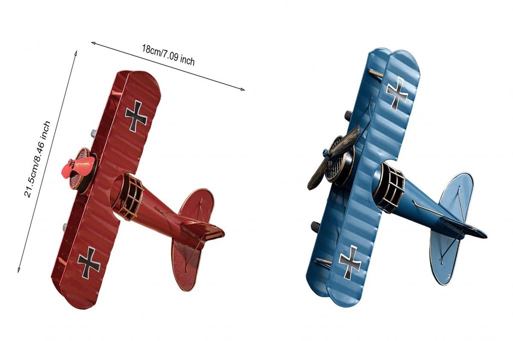 hongflower Rustic Retro Airplane Sculpture Retro Metal Biplane ...