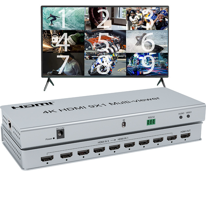 9x1 HDMI Multi-viewer Switcher 9 in 1 out 4K 9-Channel HDMI Multi ...
