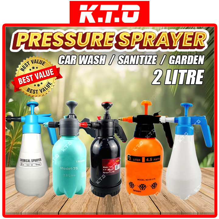 2 Liter Multi-Purpose Pressure Hand Pump Sprayer Gardening Tool Water ...