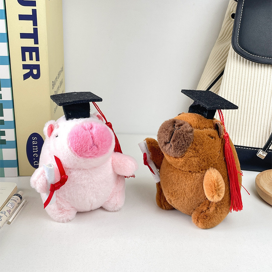 Animal Stuffed Capybara Keychain With Graduation Hat Perfect Graduation ...
