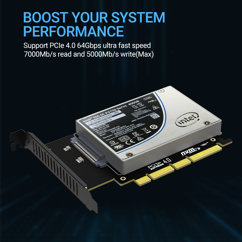 JEYI U.2 to PCIe 4.0 Adapter, NVMe 2.5" U.2 (SFF-8639) SSD PCIe x4 x8 x16 Expansion Card - U.2 ...