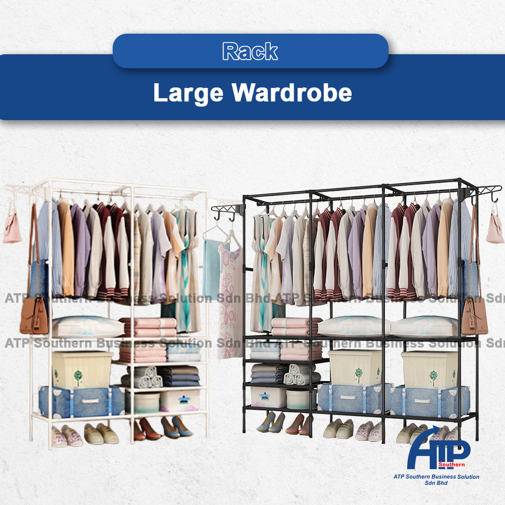 Bedroom Large Wardrobe Rak Almari Besi Besar Pelbagai Guna Penyidai ...