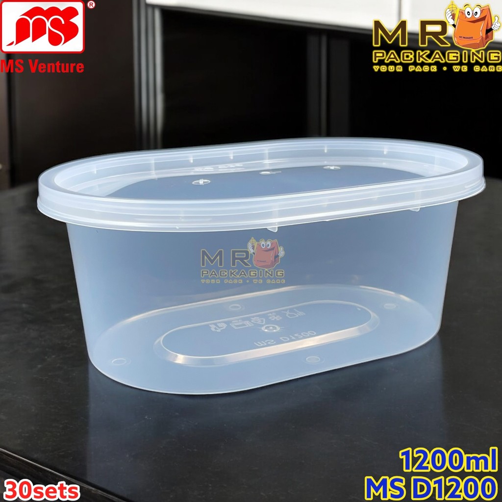 MS D1200 1200ml Microwaveable Oval Container & Lid [ 30sets± ] Bekas ...