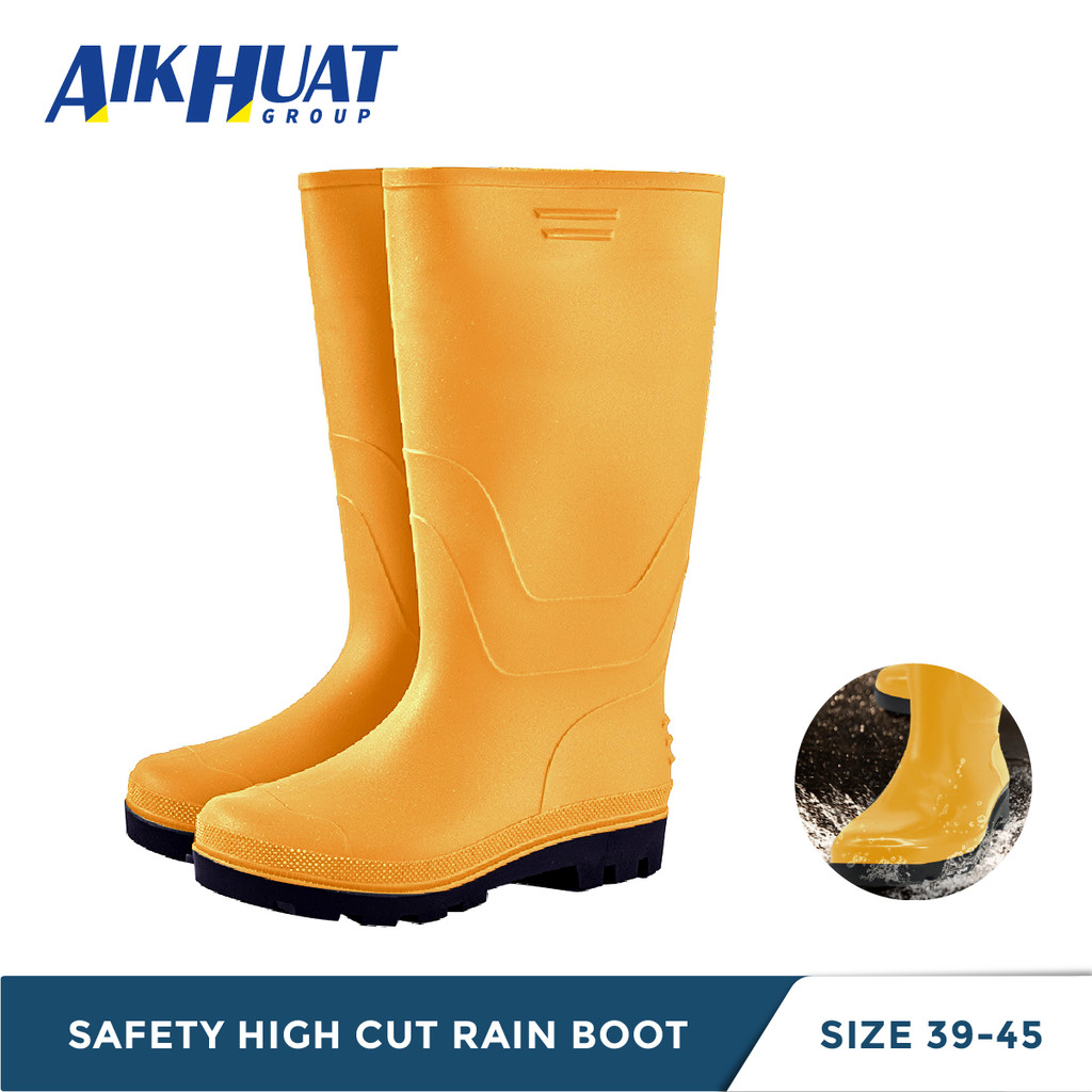 High Cut Yellow Rain Boot Safety Rubber Boot Safety Shoe Kasut But ...