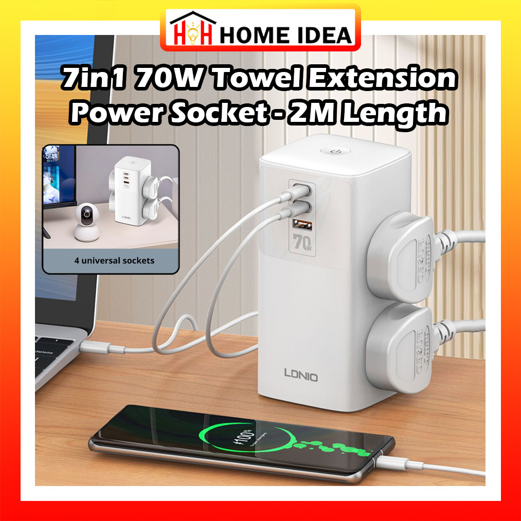 LDNIO SC4383 70W Towel Extension Power Socket 2500W Universal Desktop ...