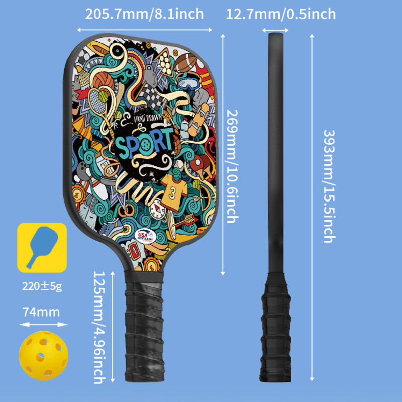 Racquet Set, 2 Rackets, 4 Balls, 1 Pack Pickleball Paddles Fiberglass ...