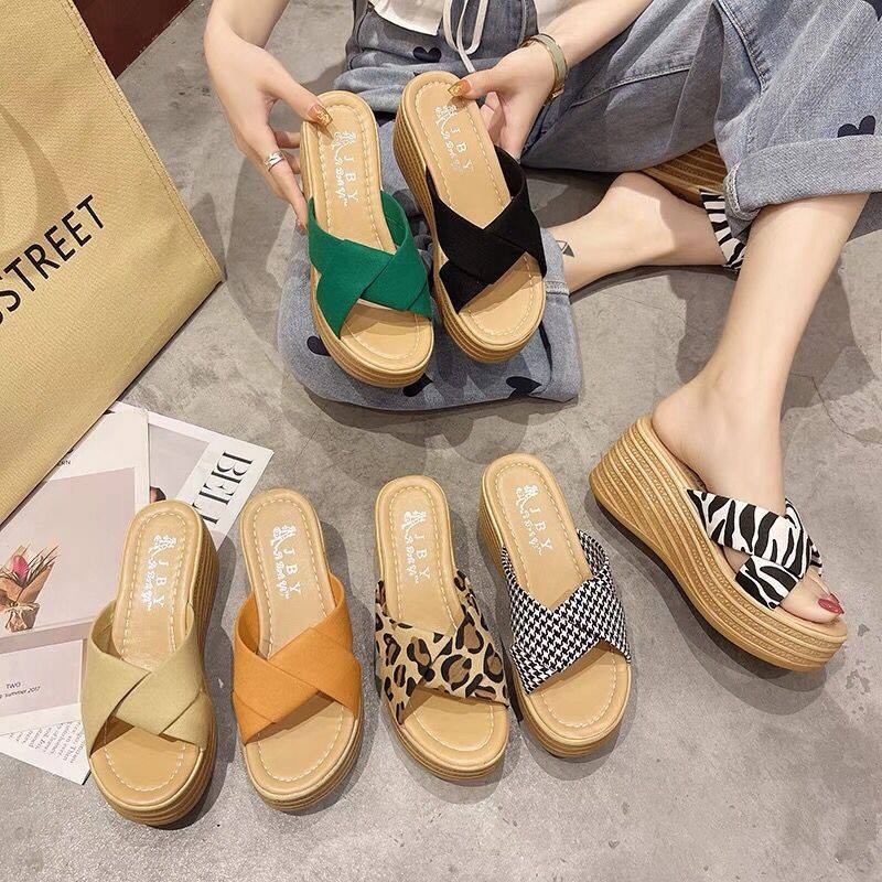 SM Women Shoes High Heels Leopard Houndstooth Zebra Wedges Kasut Tinggi ...