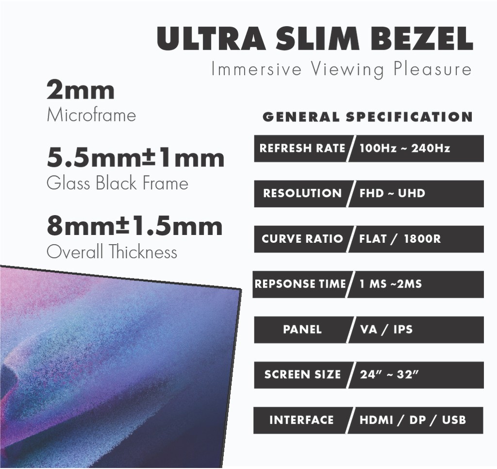 HUGON 27" 100Hz FHD 2ms sRGB 98% Curved Gaming Monitor (FC270B ELITE ...