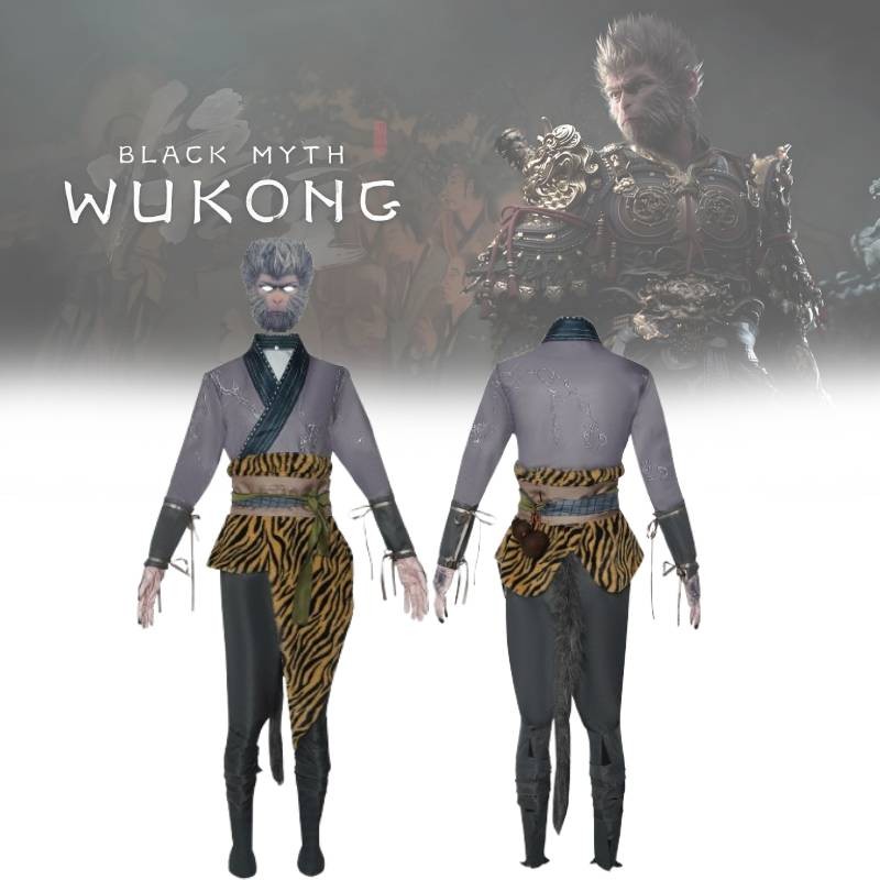 Black Myth Wukong Cosplay Outfit In Elegant Gray Fabric For Adults And ...