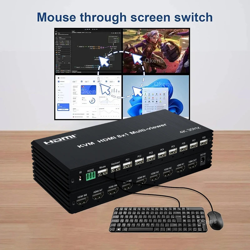 4K 8x1 KVM HDMI Multi-viewer Seamless Switch Multi Channel Video ...