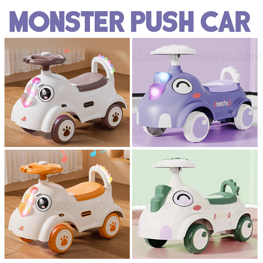 MONSTER PUSH CAR Cartoon Baby Kid Ride On Push Car with Music ...