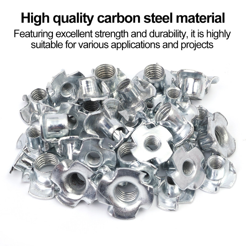 90Pcs/Box Carbon Steel Four Claws Nuts - Blind Inserts Nut - M3 M4 M5 M6 M8 T-nut Sets ...