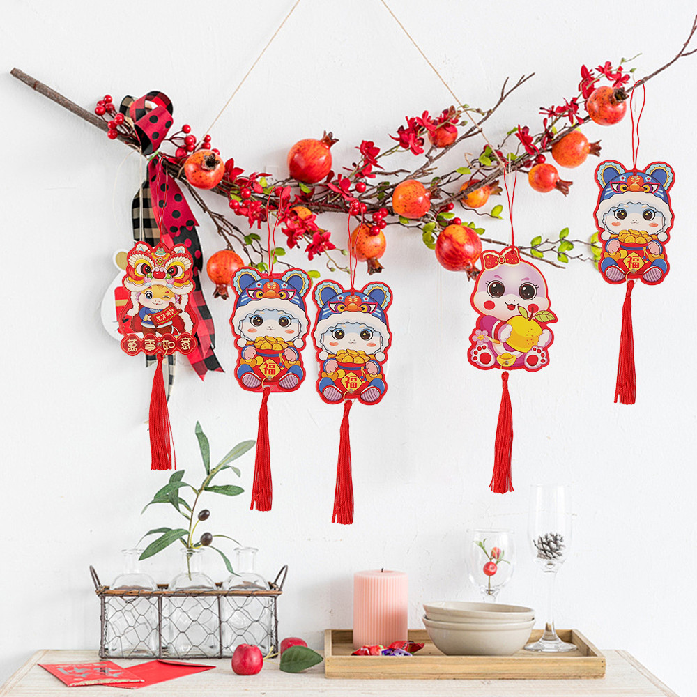 12 Pcs/ Kit 2025 Chinese New Year Cartoon Snake Pattern Hanging Card ...