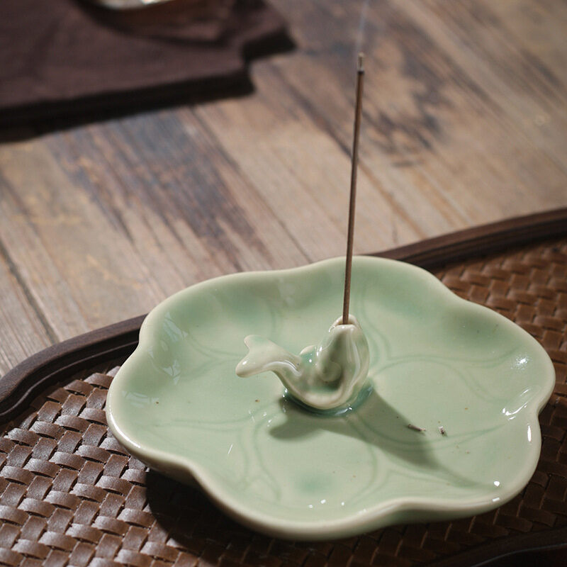 Celadon Line Incense Burner Vertical Koi Fragrance InsertionCeramic ...