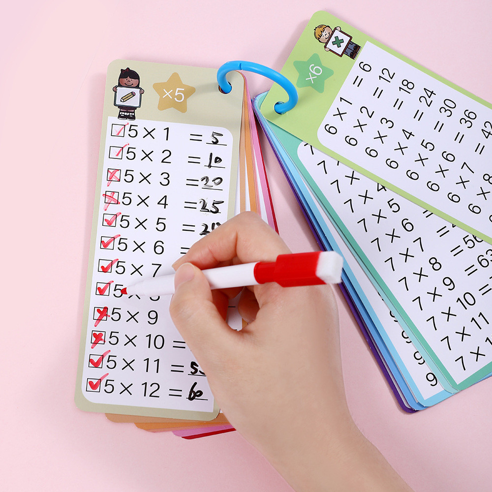 🔥15 Math Flash Card Set book Erasable multiplication card, children's ...
