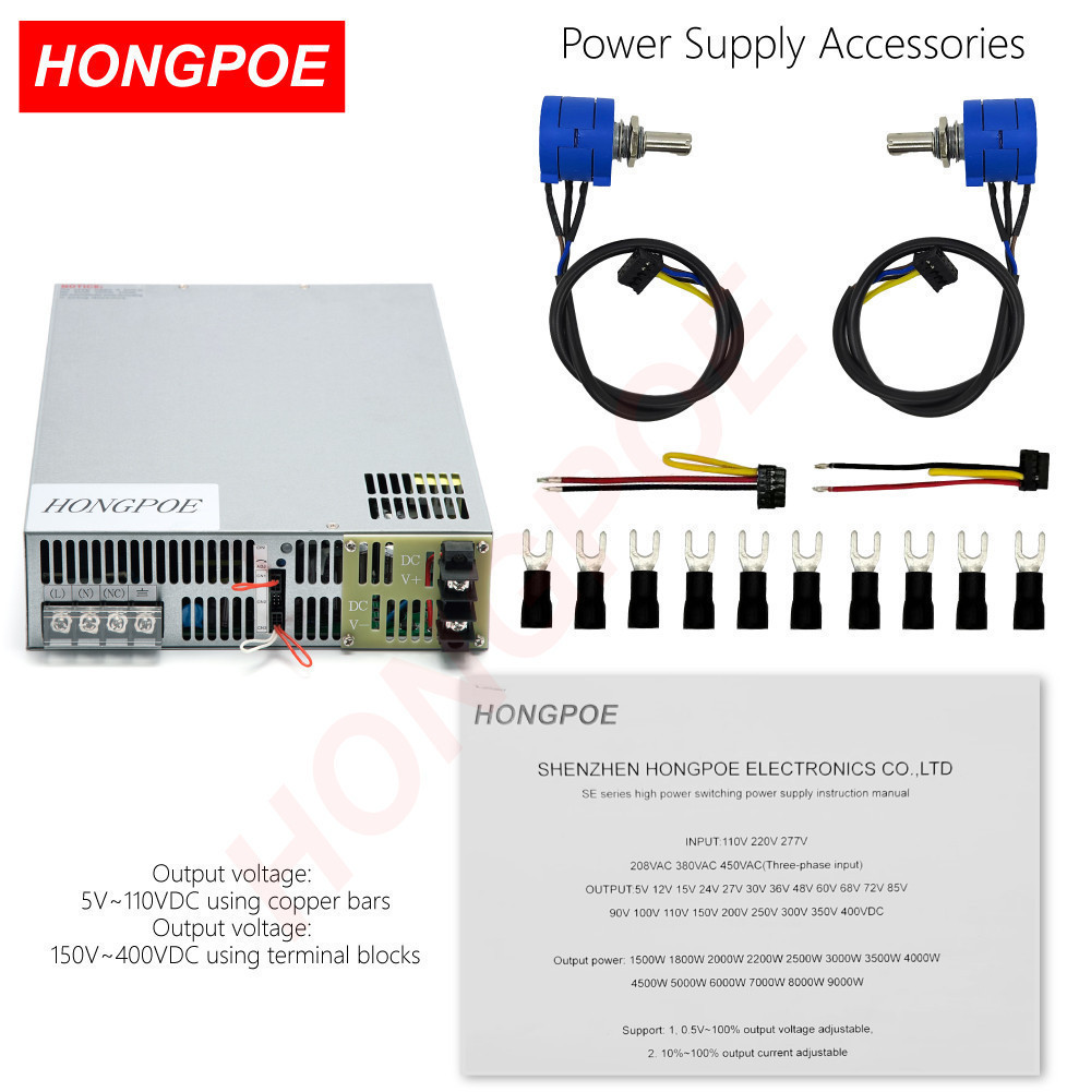 2000W 200V Power Supply 0-5V Adjustable Power 400VDC AC-DC 0-5V Analog ...