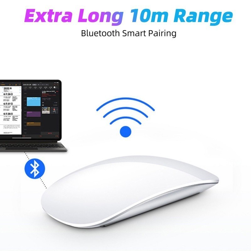 Bluetooth 5.0 Wireless Rechargeable Mouse Silent Multi Touch Mice Ultra ...