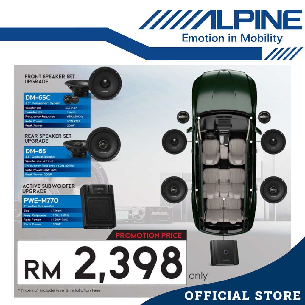 Alpine Package 6.5" Inch 2 Way Component Set Coaxial Speaker 7" Inch ...
