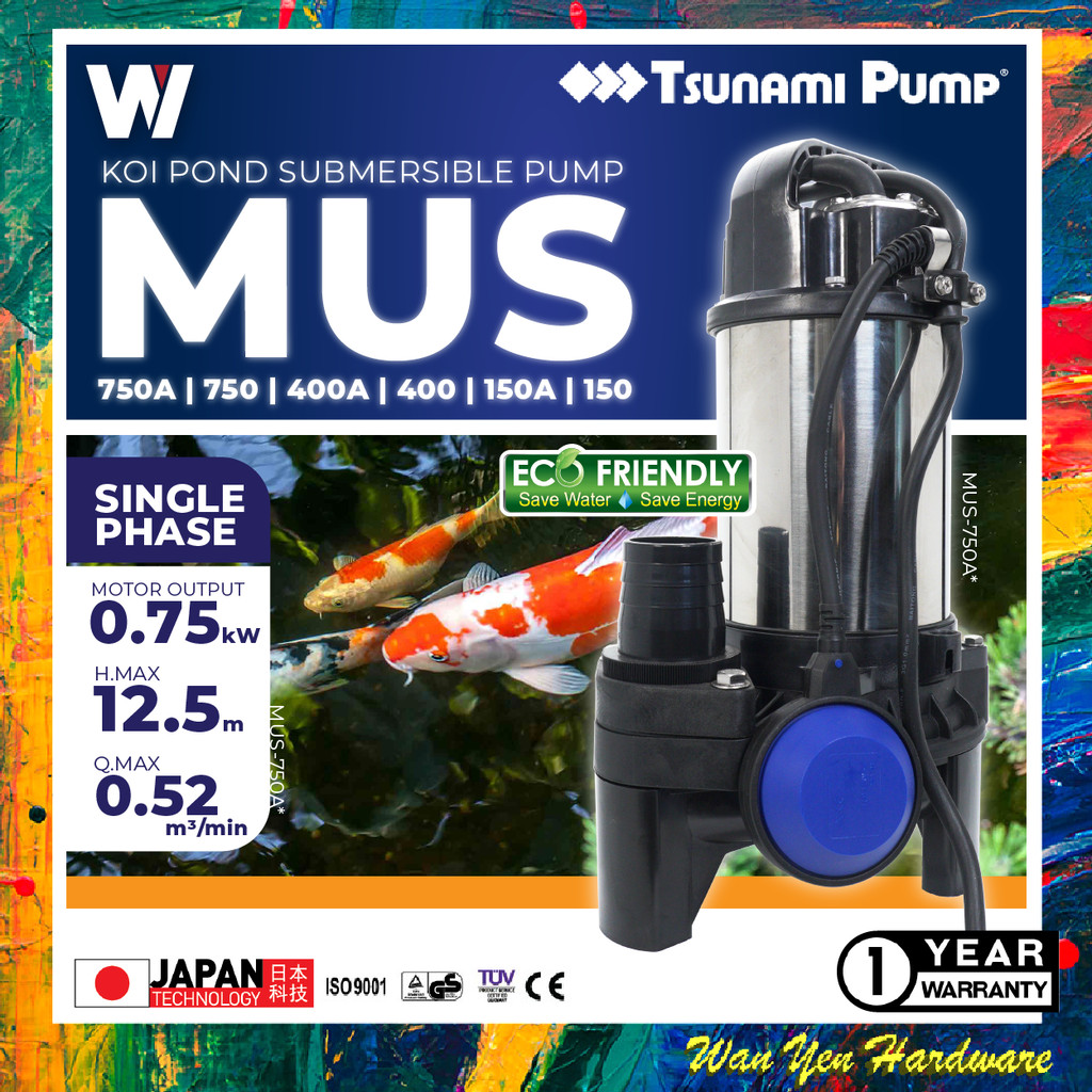 TSUNAMI PUMP - MUS 750 / MUS 750A FANCY CARP SUBMERSIBLE PUMP / FISH ...