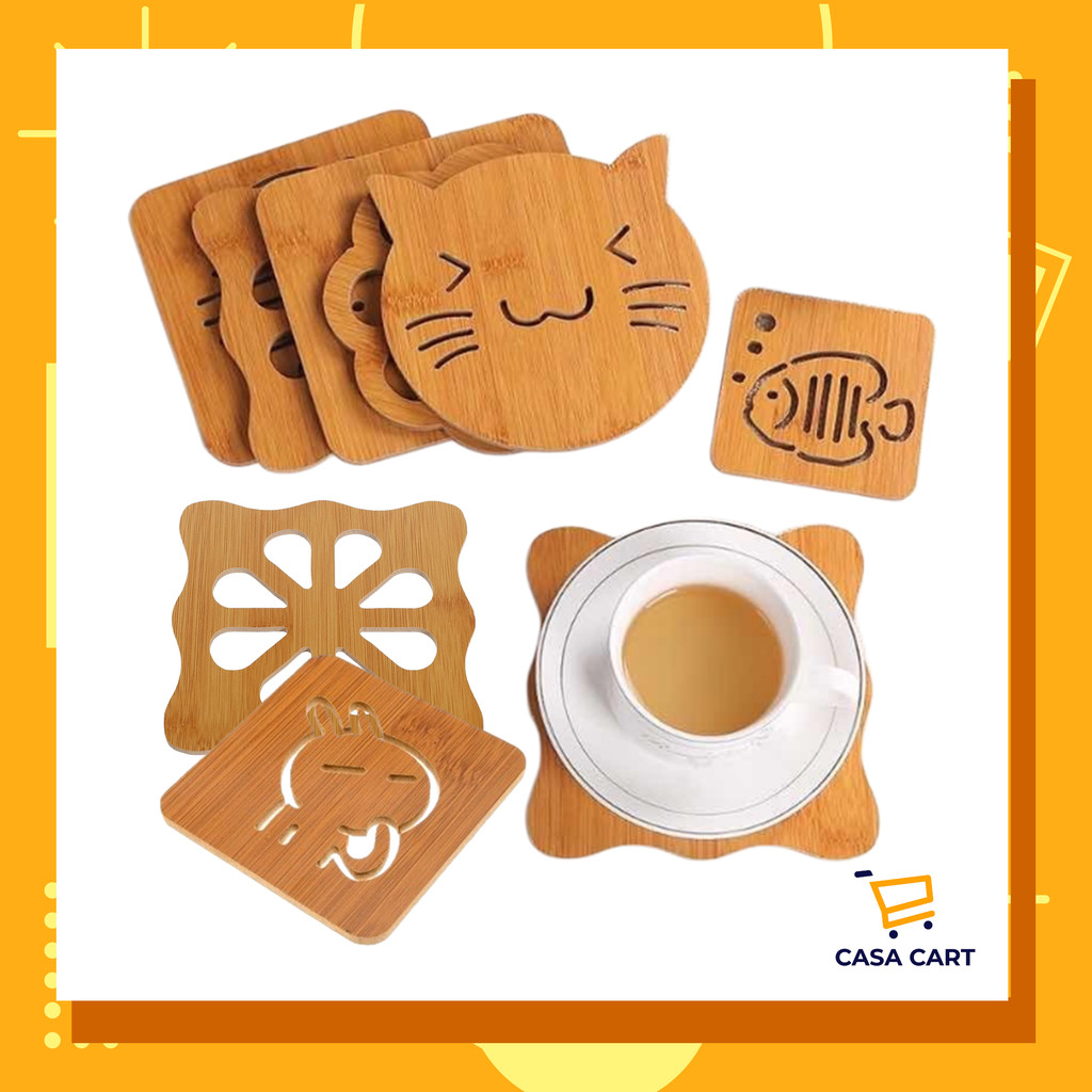 CASA CART Dapur Khas Anti-panas Coaster Kayu Penebat Comel Tikar Anti ...