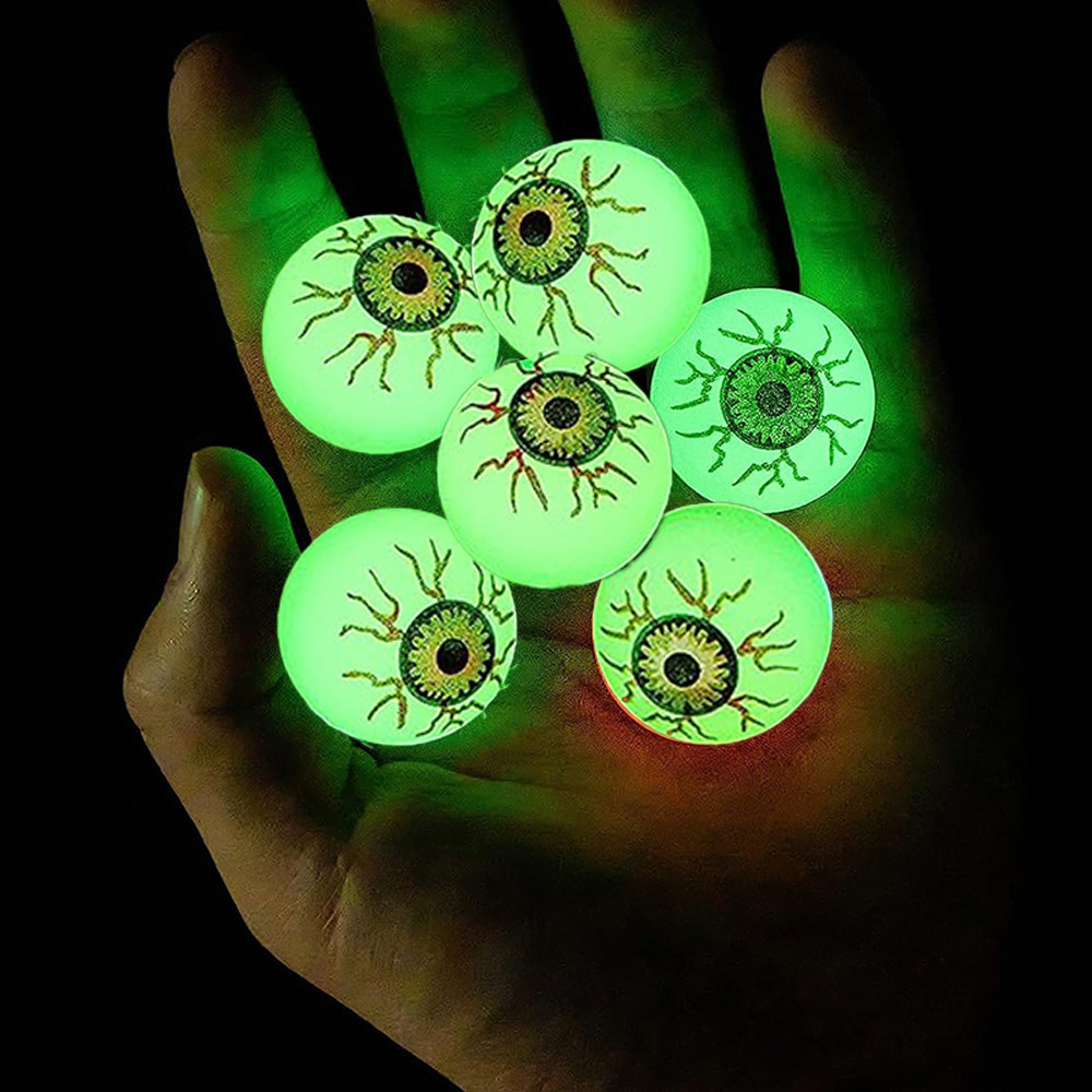 5Pcs 30MM Halloween Glow in The Dark Bouncing Balls Toy Horror Luminous ...