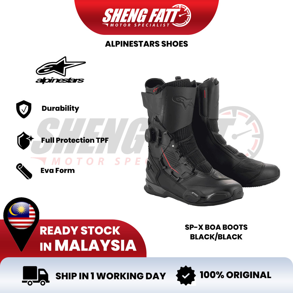 ALPINESTARS SP-X BOA Black Boots Motorcycle Shoe Superbike Riding Shoe ...