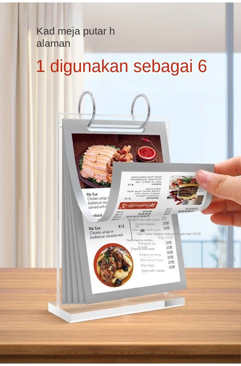 Kad meja membalik halaman 6 halaman rak paparan komputer meja Lipai a5 kad paparan jenama dua ...