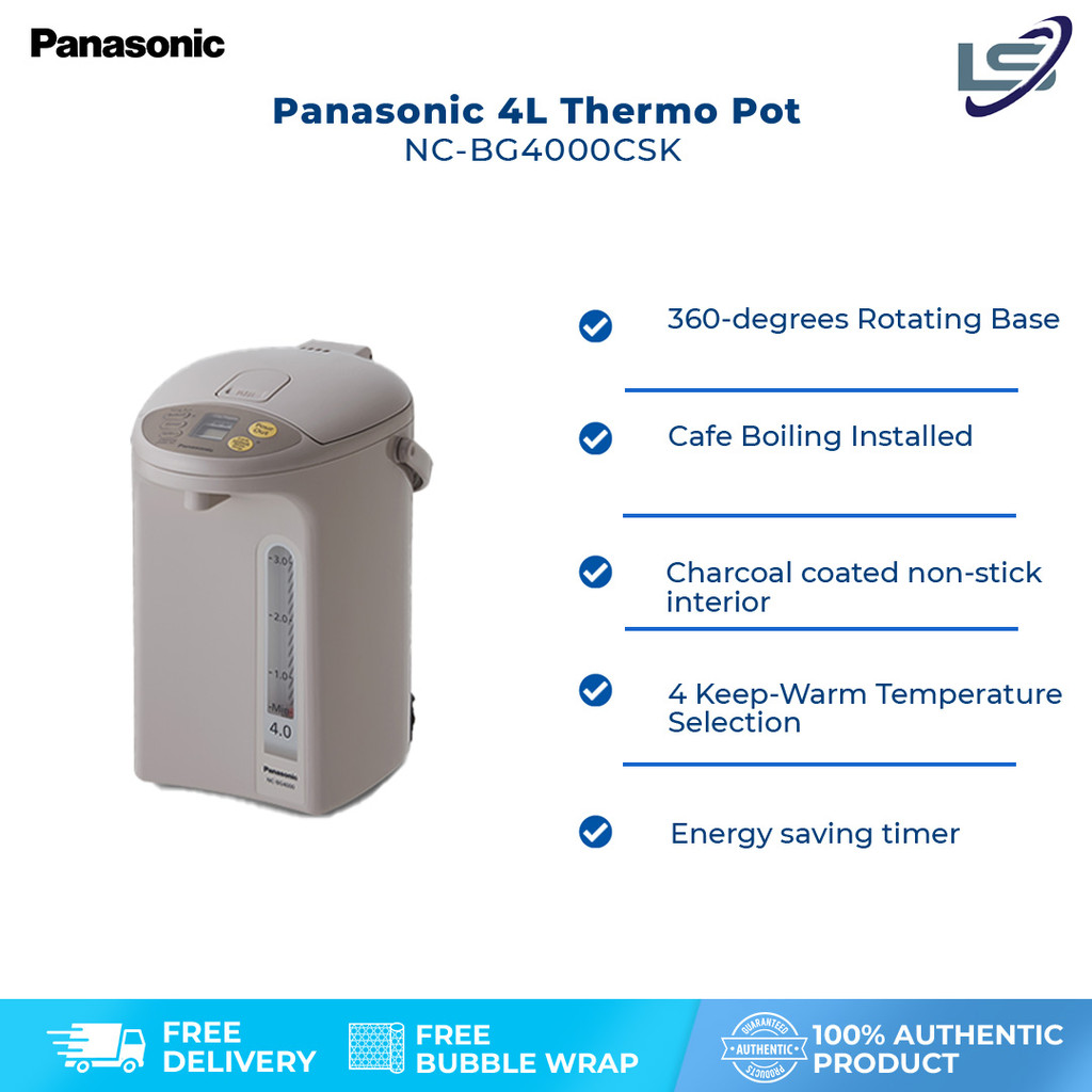 Panasonic 4L Thermo Pot NC-BG4000CSK | 700W Power | 360 Degree Rotating Base | Easy-to-Read ...