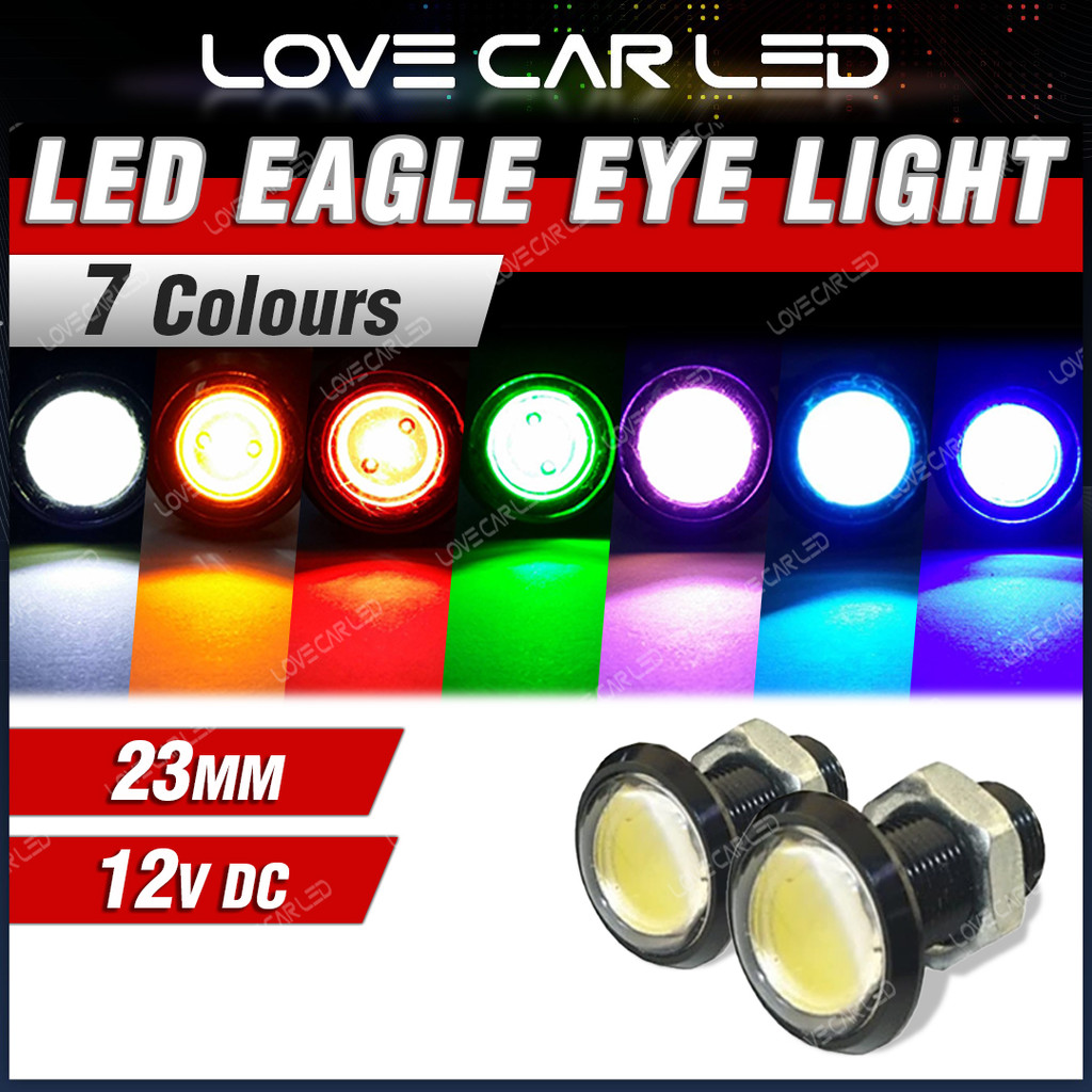 2PCS 23mm 12V DC White LED Eagle Eye Light Car Fog DRL Backup Parking ...
