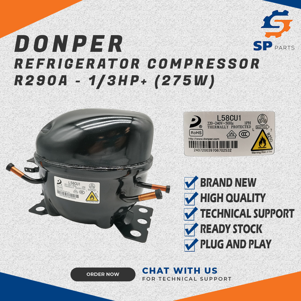 REFRIGERATOR DONPER COMPRESSOR R290A - 1/3HP+ (275W) - R CMP-L58CU1 | Shopee Malaysia