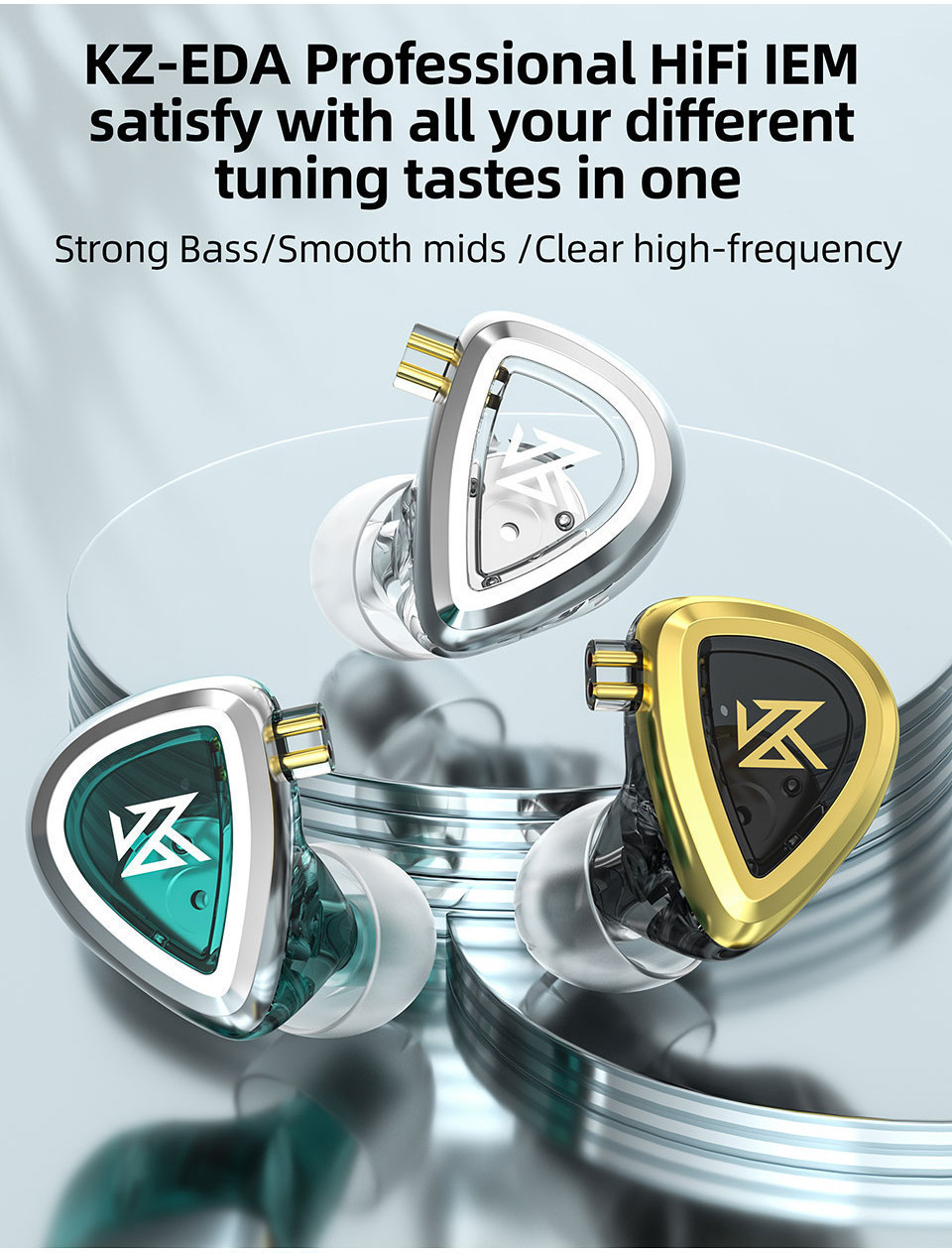 FAAEAL KZ EDA Headsets 3 Pairs Add Case Bass+Balanced+Hi-Res Mode In ...