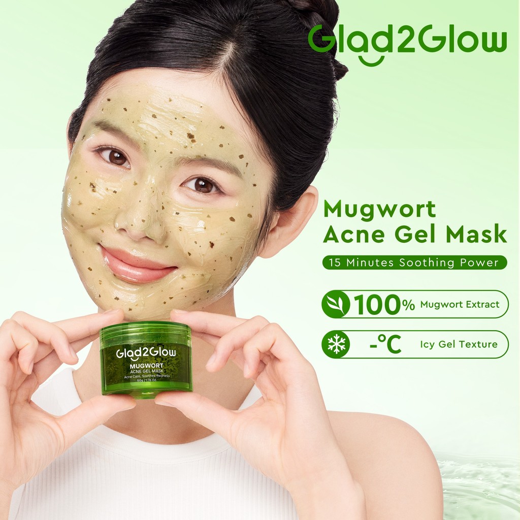 Glad2Glow Mugwort Acne Gel Mask Soothing Redness Masker Muka sleeping ...