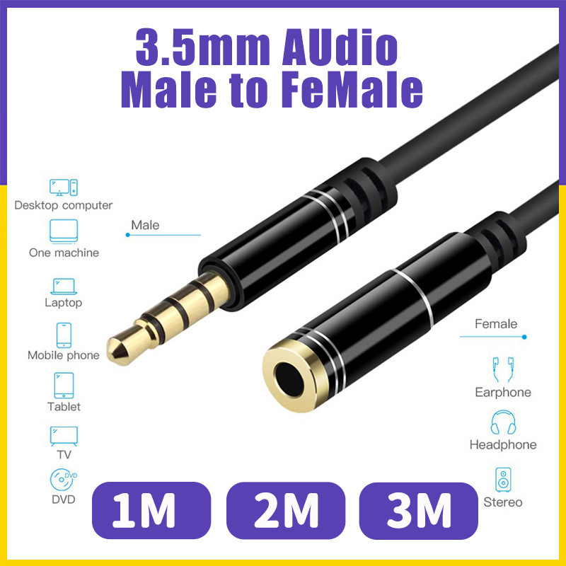 【Fast Ship】3.5mm Audio Cable Extension Cable 1M 2M 3M Stereo Aux Cable ...