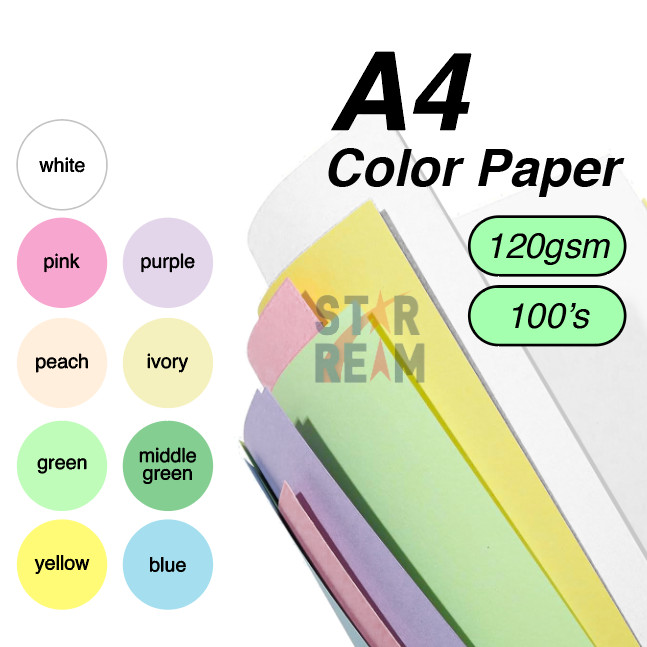 [A4,120gsm] Light/Pastel Color Paper 100 Sheets Lucky Star Two Sheet ...