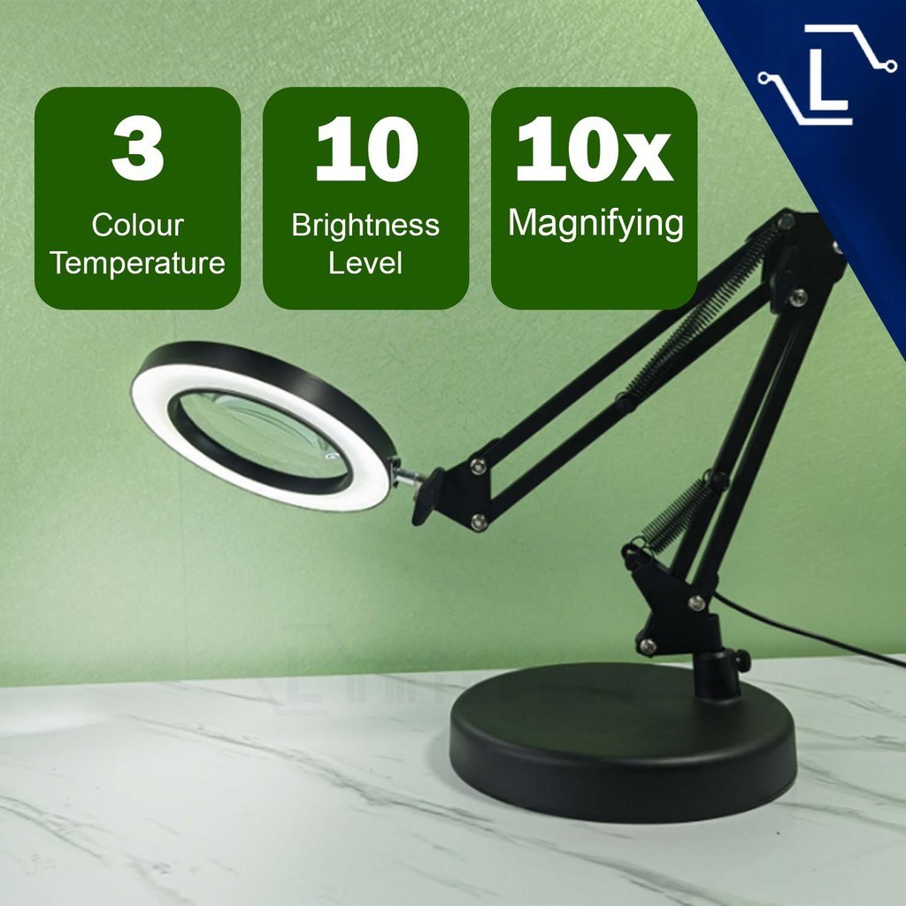 [Luminense] 10X Magnifying Glass Desk Lamp Magnifier LED Light Foldable ...
