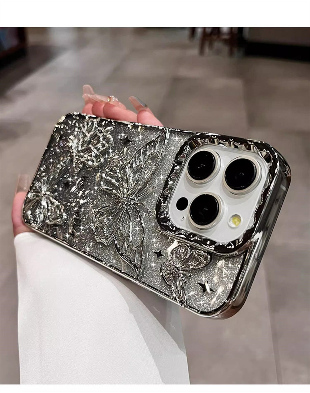 Gradient Glitter Butterfly Pattern Phone Case for IPhone 15 Pro Max 11 12 13 14 Pro Max Plus ...